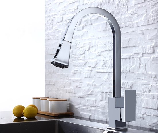 Keukenkraan met uittrekbare sproeikop CHROOM Blox OMNITAIR | bol