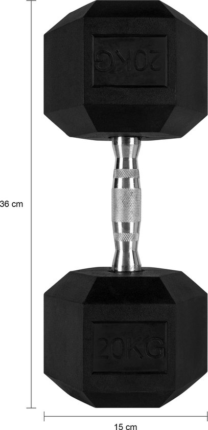 RYZOR Dumbell set van 2 x 20 kg - Hexagon halterset - Dumbells 20 kg ...