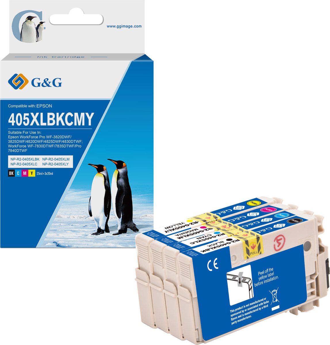 G&G 405 XL inktcartridges voor Epson 405 405XL -4 packs-zwart, cyaan ...