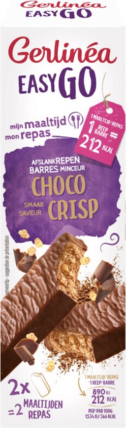 Gerlinea Easy Go Afslank Maaltijdrepen Choco Crisp 2x58g | bol