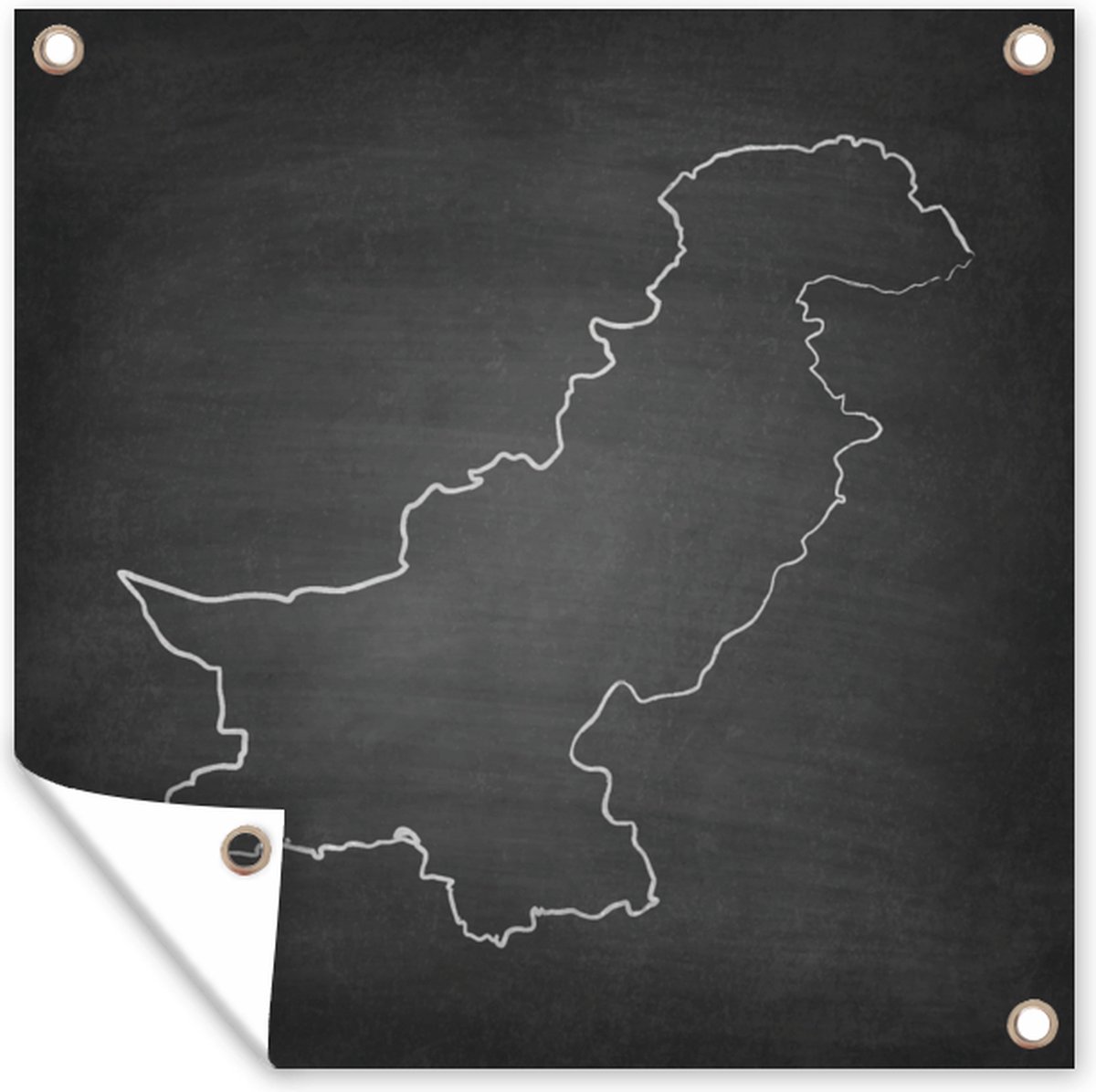 Tuin poster tekening van de kaart van Pakistan op een krijtbord ...