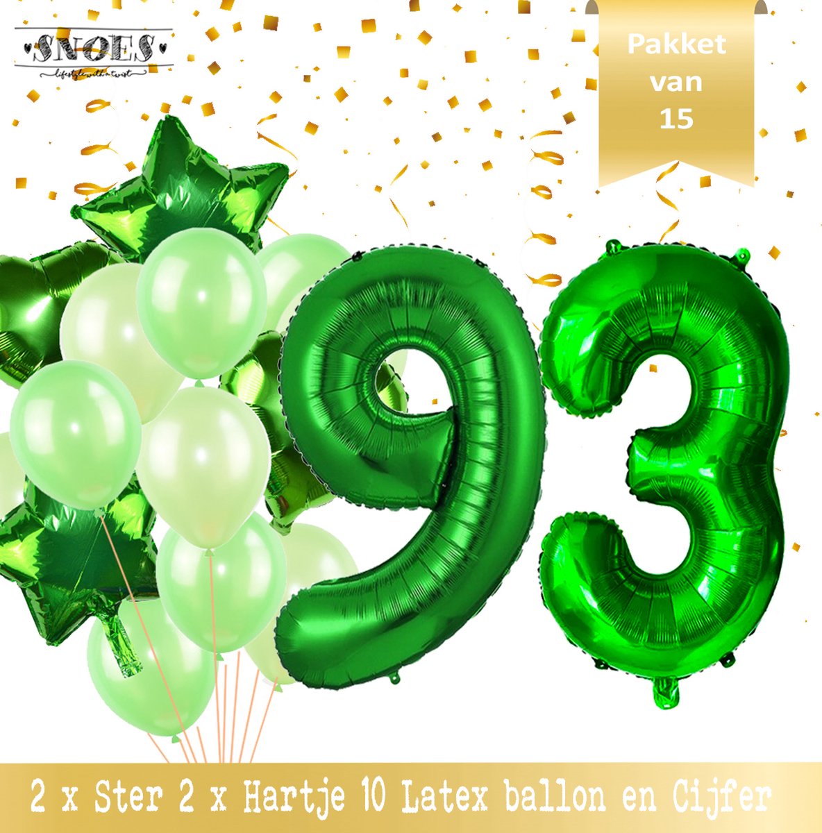 Cijfer Ballon 93 Jaar Groen Forrest Green Boeket * Hoera 93 Jaar ...