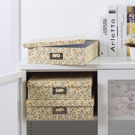 Set van 3 kartonnen opbergdozen met deksel - decoratief met ...