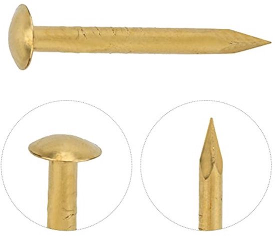 100 Round Tacks, Stainless Steel Nails, Vintage Brass Nails For Hanging ...