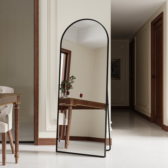 Boogvormige Staande Passpiegel – Full Body Spiegel met Aluminium Frame ...