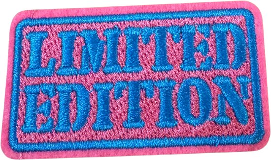 Strijkembleem/applicatie, ‘limited edition” roze/blauw | bol