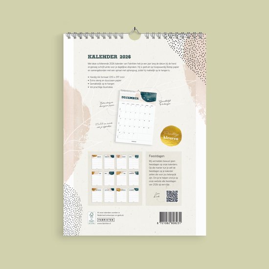 Fabrikten - Jaarkalender 2026 - Zen - A4 - 2026 kalender - wandkalender ...