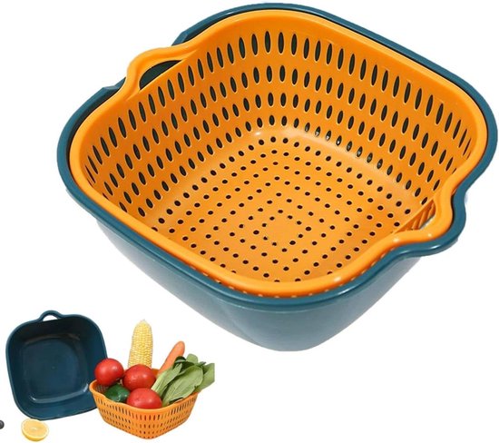Plastic dubbele afvoermand voor keukenzeef en wasbak - Groente en fruit ...