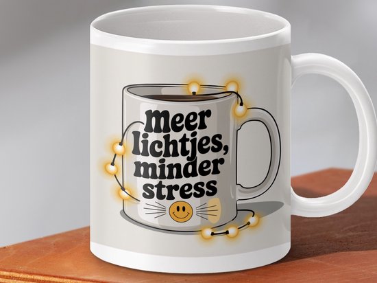 Mok, Meer Lichtjes, Minder Stress Mok, Leuke Mok, Positieve Vibes ...