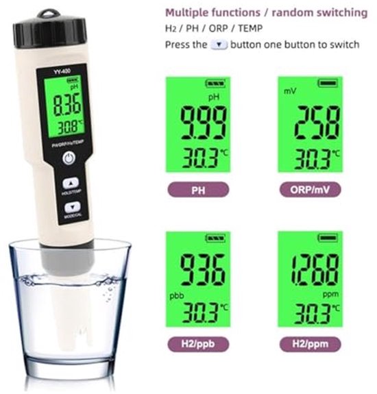 YY-400 4 in 1 Waterkwaliteit Tester - pH, ORP, H2 en Temperatuur | bol