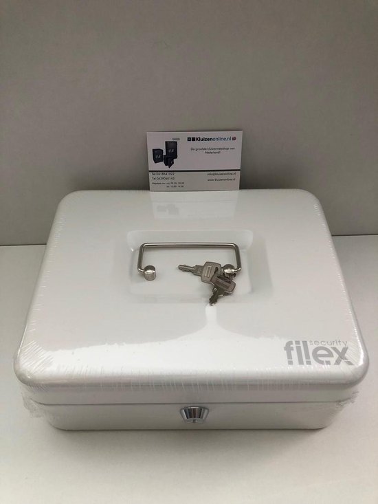 Geldkist Met Sleutel Slot, Cashbox 3 met handvat en inzetbak.kleur wit ...