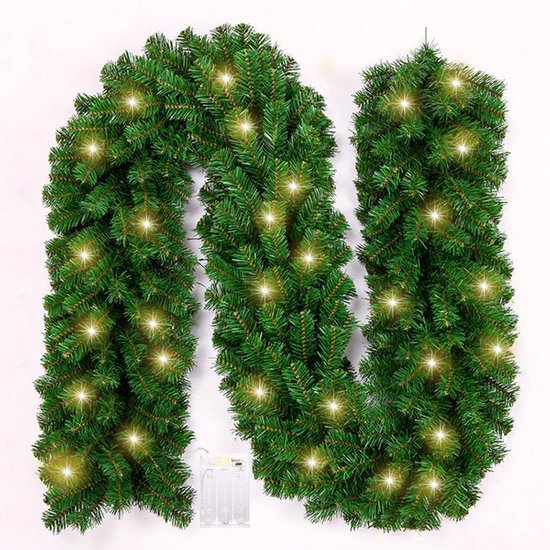 Kerstslinger decoraties met 50 LED-licht - 9 ft kunstmatige prelit ...