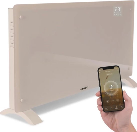 Elegante elektrische convector verwarming met glaspaneel - 1250W/2500W ...