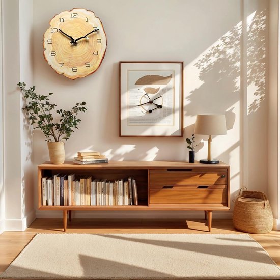 Decoratieve Houten Wandklok 40 cm Stille Quartz Klok Boomstomp Design ...