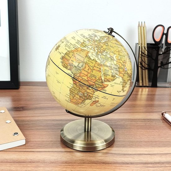Mini Wereldbol 14cm - Antieke Uitstraling met Duitse Kaart - Educatief ...