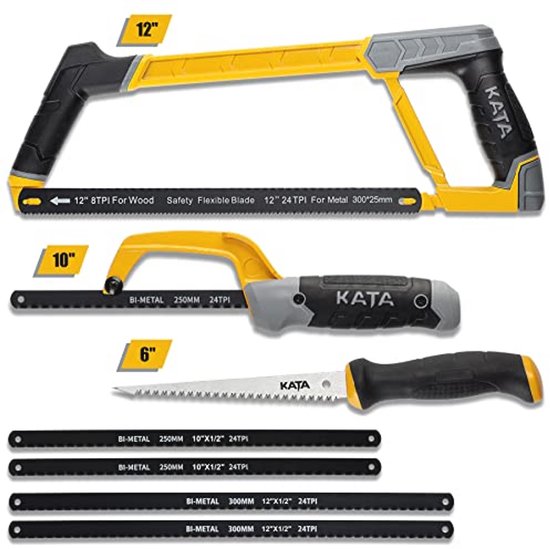 Metaalzaag Frameset met 12" en 10" Handzaag, Inclusief Bimetalen HSS ...