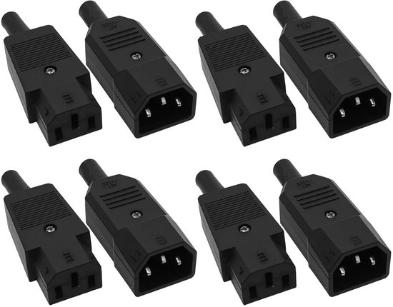 TEMGoods - IEC C13-stekker naar C14-aansluiting, AC 250V, 10A, 3-polige ...