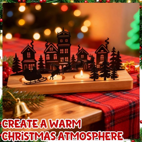 Advent Kaarsenhouder Metaal en Hout voor Kerst - Tafeldecoratie ...