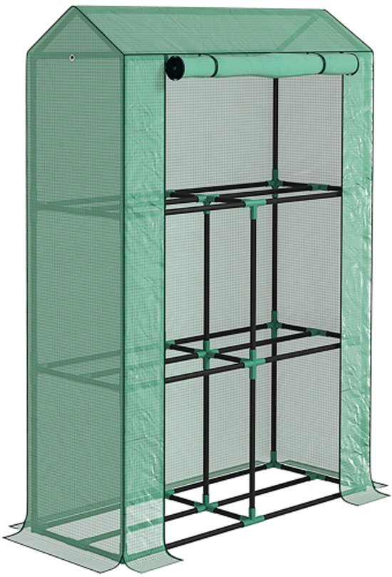 Kweekkas 100x 40 x 150 cm Groen Plastic Met Rek Zonnekas Isolatiekas ...