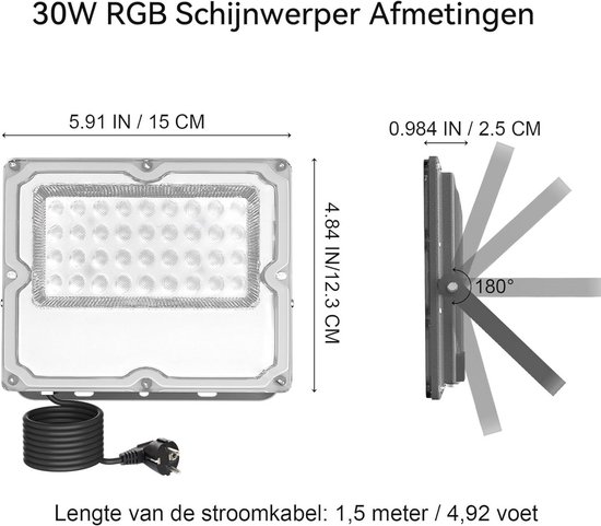 RGB LED Schijnwerper 30W - Dimbaar Met Bluetooth App - 16 Miljoen ...