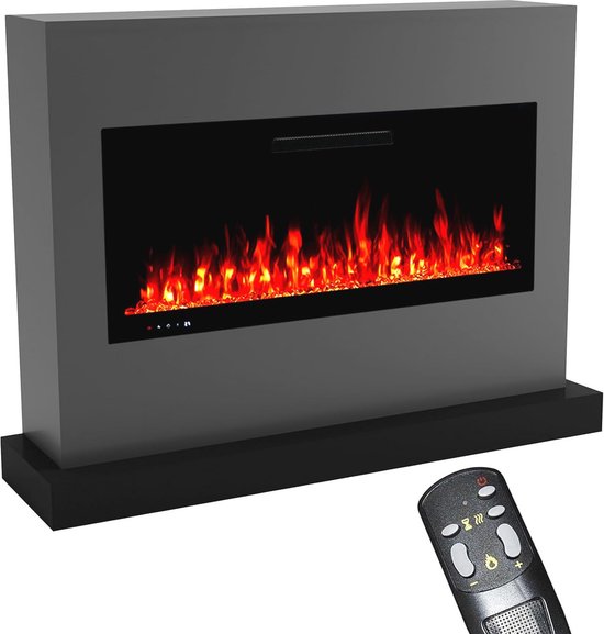 Elektrische Haard met Verwarming en LED-vlam in 5 Kleuren - Staande ...
