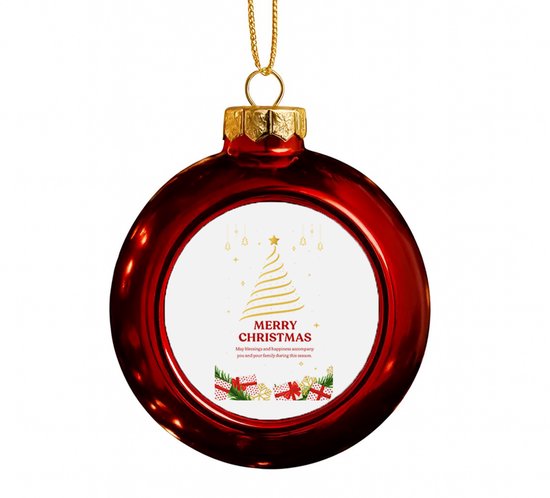 Rode Kerstbal – Elegante Gouden Kerstboom “Merry Christmas” Kersthanger ...
