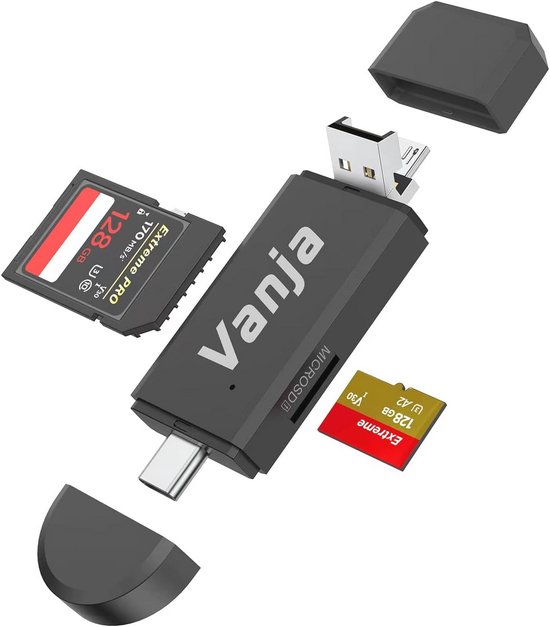 SD/Micro SD kaartlezer USB-C en Micro USB OTG - Adapter voor SDXC, SDHC ...