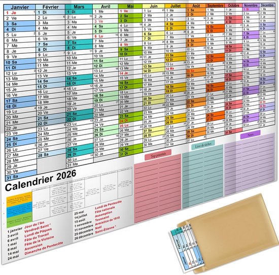 Grote Jaarkalender 2026 (A1) - Jaarplanner met Feestdagen en ...