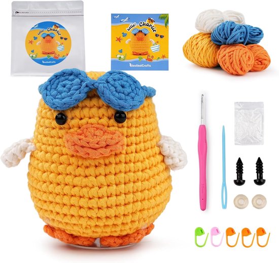Naaldkits - gehaakte kits voor beginners - kleine gele eend - doe-het ...