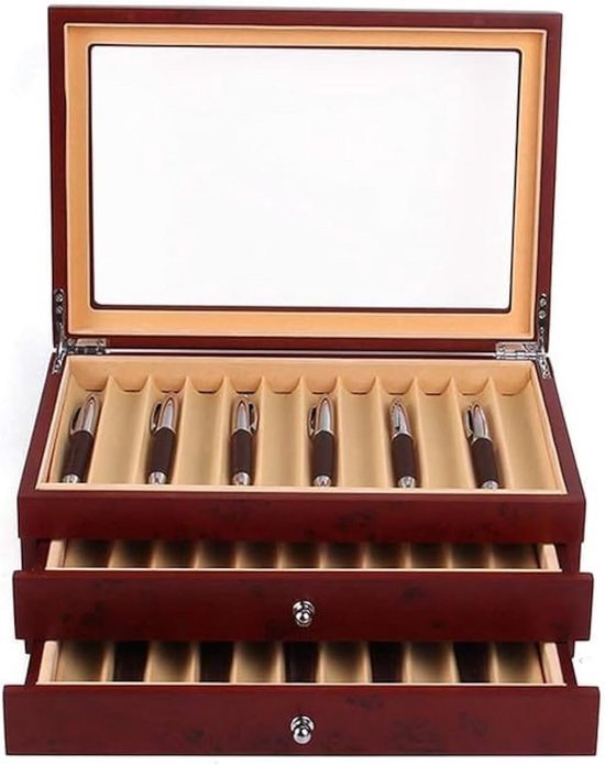 3 Layer Houten Pen Display Box 34 Pen Organizer Box, Pen Display Case ...