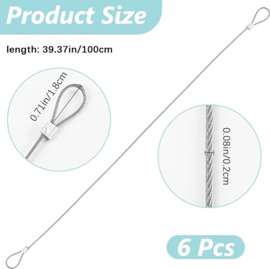 6pcs 1m Stainless Steel Tethers with Loops Safety Stainless Coated ...