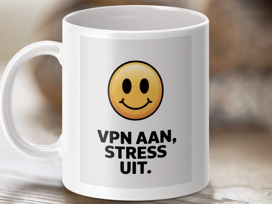 Mok VPN Aan Stress Uit, Grappige Smiley, Nieuw Werk, Home Office ...