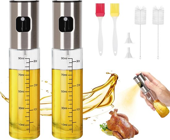 2 stuks oliesproeiers voor spijsolie - 2 x 100 ml oliespuitflessen voor ...