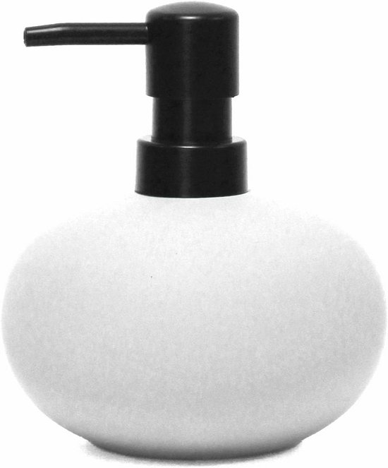 Witte zeepdispenser van zandsteen - 11,2 x 12,8 cm voor ...