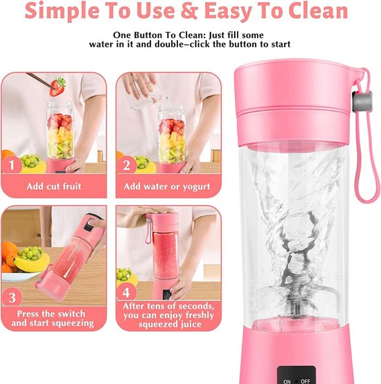 Draagbare Blender voor Smoothies en Shakes – Mini Reizen Blender 13 oz, Draadloos en... | bol
