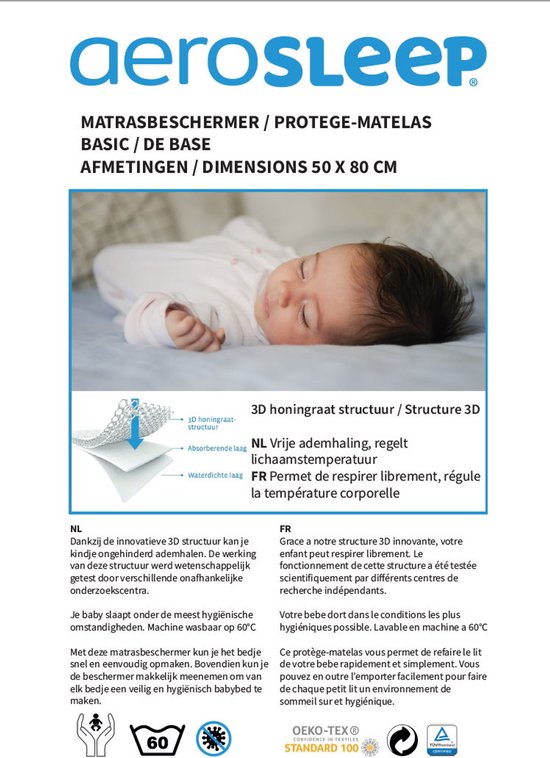 AeroSleep SafeSleep 3D Mesh Matrastopper Wieg 80x50 – 20-pack (omdoos ...