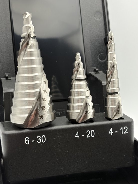 HSS Spiraal Trapborenset – 3-delig – 4-12 mm, 4-20 mm & 6-30 mm ...