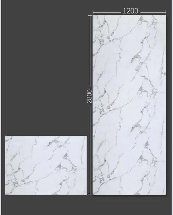 Marble and wood PVC Wandpaneel - 122x280 cm - Bianco Carrara Hoogglans ...