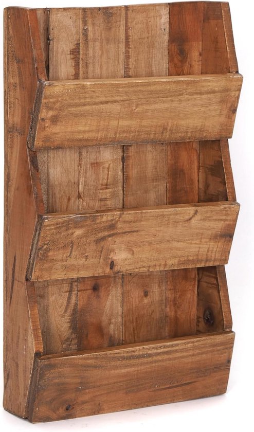 Porte-journaux et magazines mural en bois massif ancien 60 cm | bol