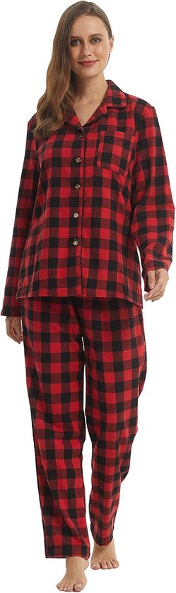 Warme Flanellen Pyjama Dames Lange Set - Tweedelig Katoen Huispak voor ...