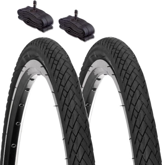 Set van 2 zwarte fietsbanden met binnenbanden 24 inch voor stadsfiets | bol
