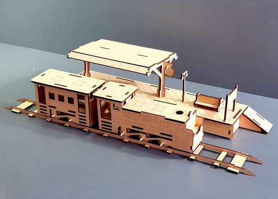 Houten 3D Puzzel Trein Model Kit - Compleet Station met Motor ...