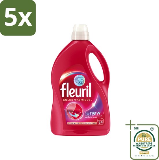 5 x Fleuril - Wasmiddel - Renew Color Vloeibaar Wasmiddel - Gekleurde ...