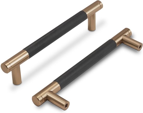 10 Pack 5 Inch Zwart en Champagne Brons Serrated Kast Handvatten Keuken ...