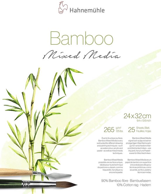 Gemengd Media Blok 265 gsm - 25 Vellen Bamboe Papier voor Kunstenaars | bol