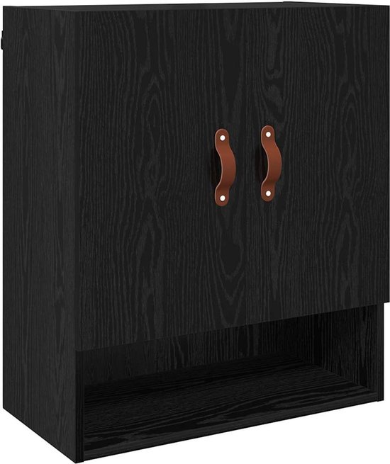 Wandkast | Hangkast | Muurkast | Opbergkast Zwart eiken 60 x 31 x 70 cm ...