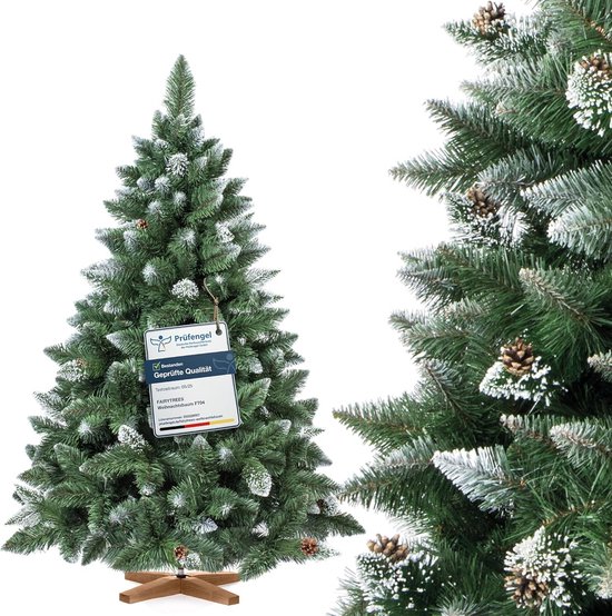 Kunstkerstboom Sneeuw Dennentakken Houten Standaard 150 cm | bol