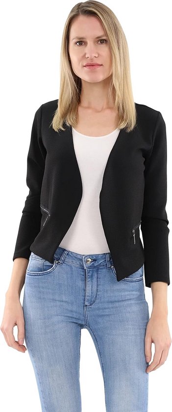 Blazer Dames Sans Col Veste Courte avec Fermeture Éclair Look Basic | bol