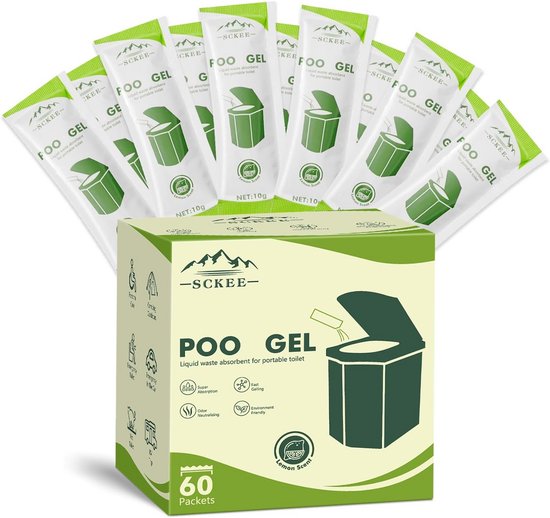 60x Poep Absorberende Zakjes voor Camping Toilet en Draagbaar Kampeer ...