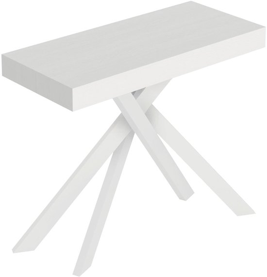 Uitschuifbare console 90x40/196 cm Saki Kleine witte essenwitte poten | bol